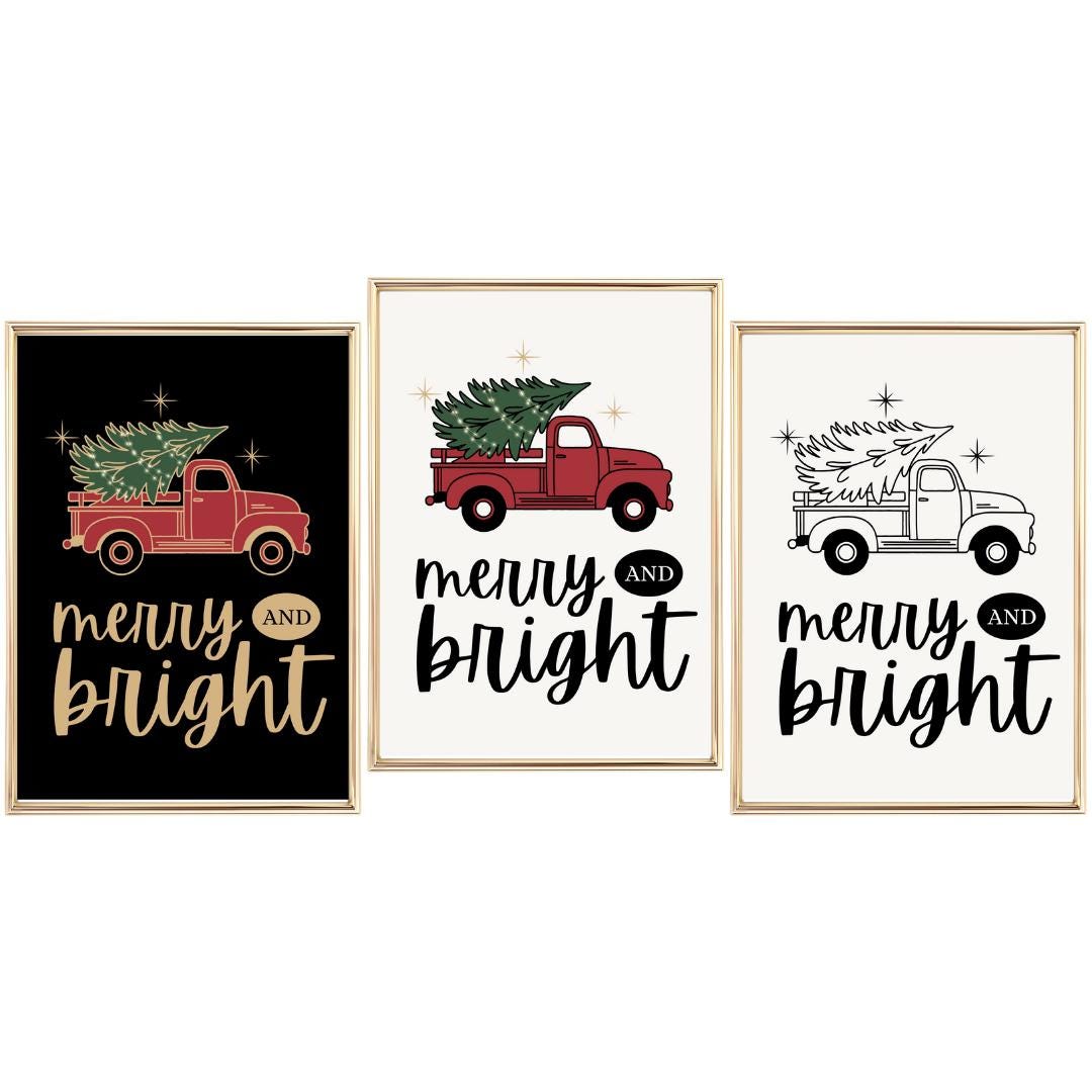 Vintage Farmhouse Christmas Printable Wall Art Set: Festive Holiday ...