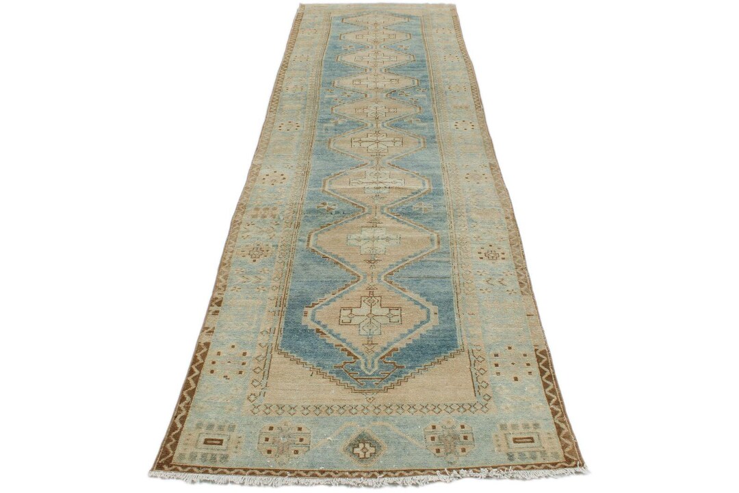 4x14 Blue and Light Blue Vintage Area Runner - Etsy