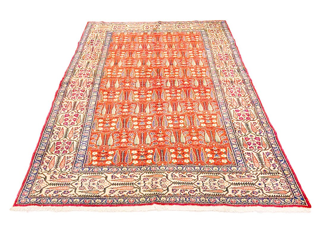 5x7 Rust and Ivory Vintage Area Rug - Etsy