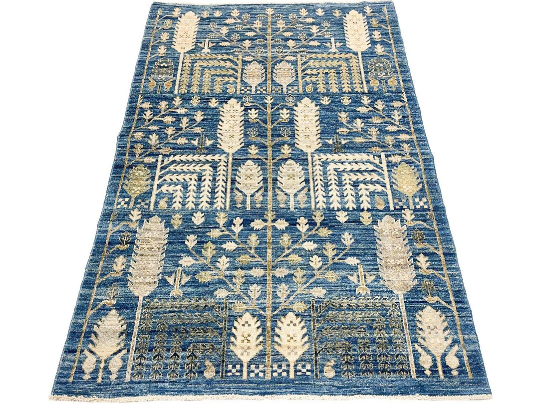 4x6 Blue and Ivory Vintage Area Rug - Etsy