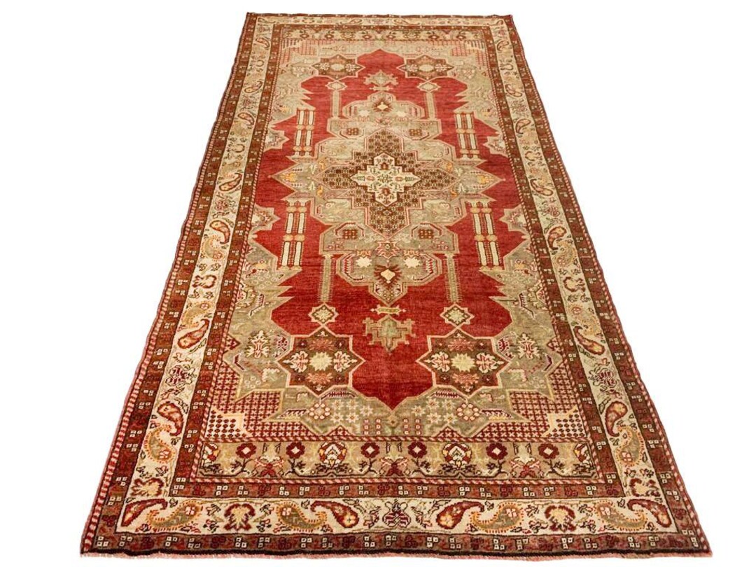 4x8 Red and Ivory Vintage Area Rug - Etsy