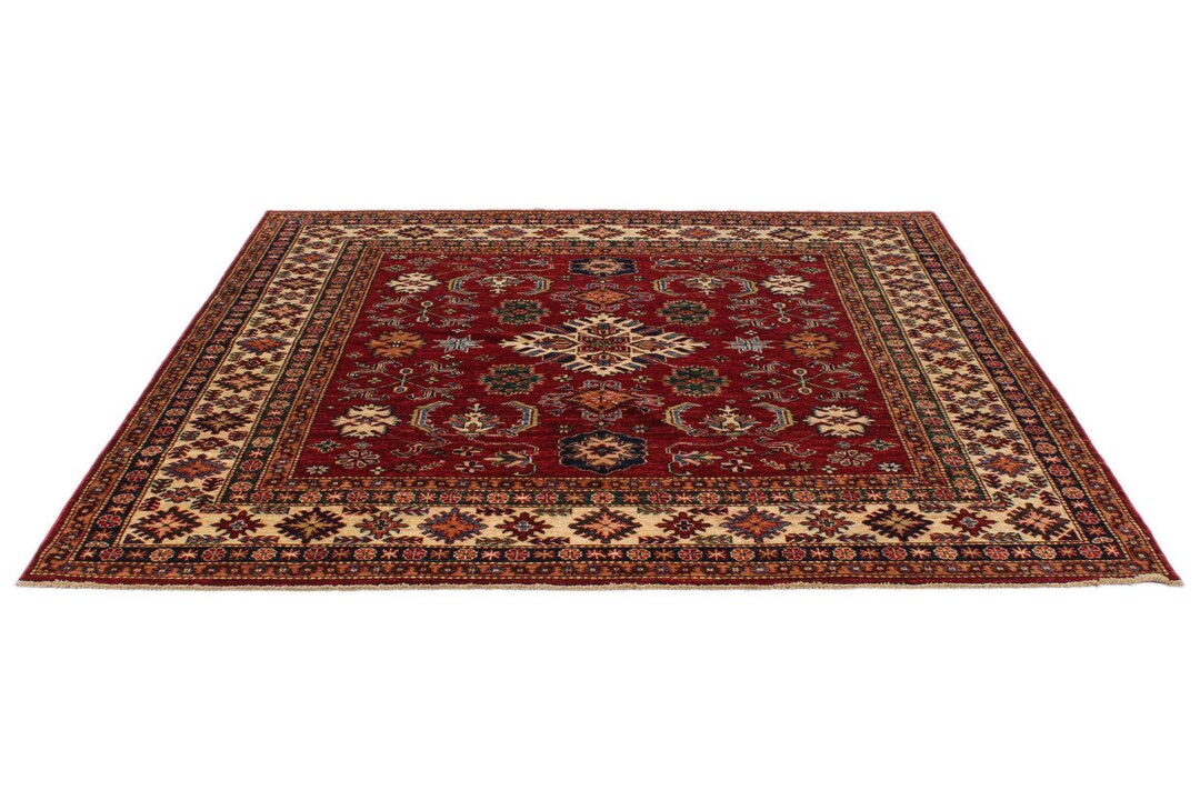7x7 Red and Ivory Vintage Area Rug - Etsy