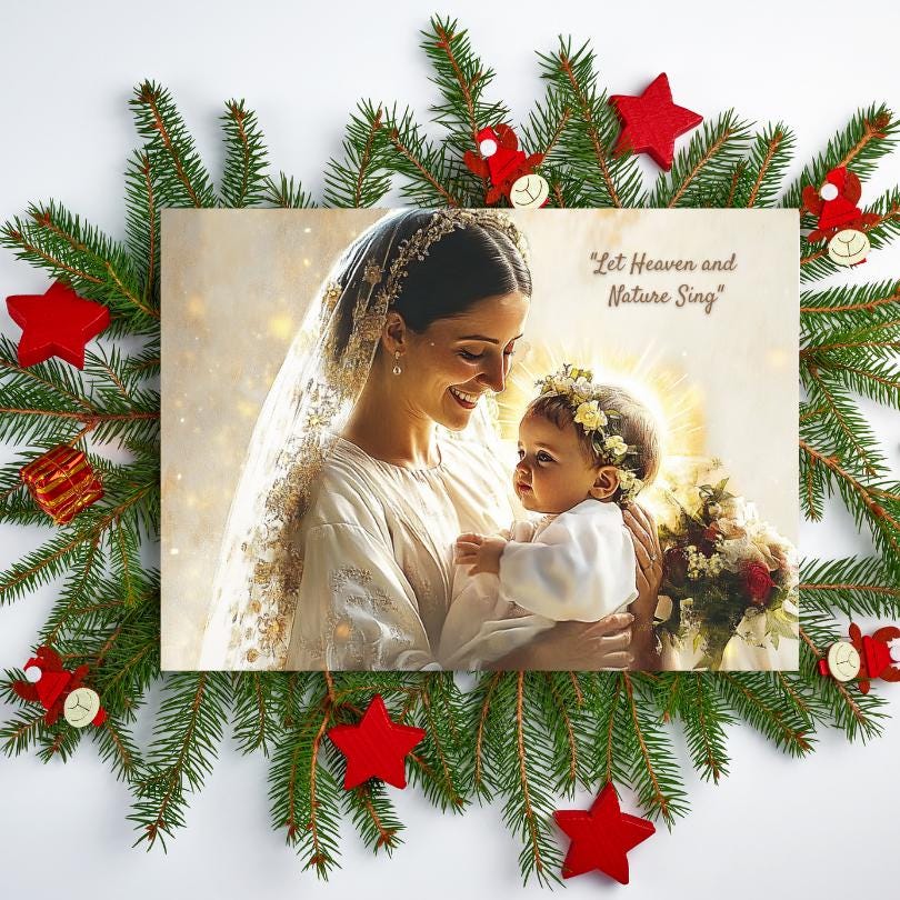 5 Mary and Baby Jesus Christmas Card Set, Printable Religious Holiday ...