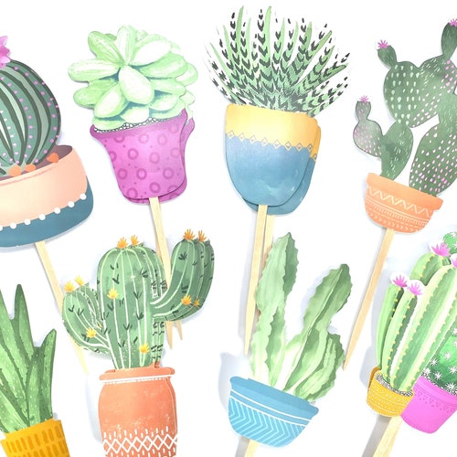 Succulent Cupcake Toppers Greenery Party Succulent Birthday - Etsy