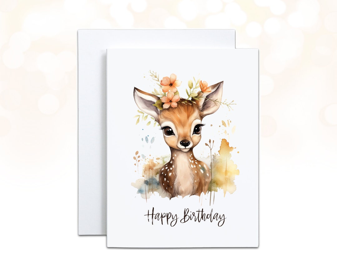 Deer Birthday Card, Onedeerful Woodland Birthday Theme, Fawn ...