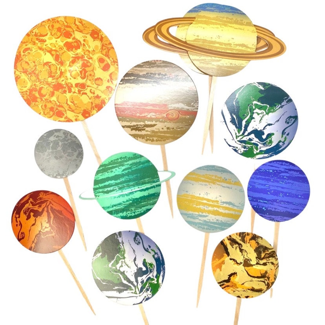 Space Cupcake Toppers, Big Space Birthday Decorations, Outer Space ...