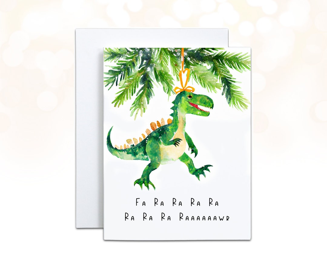 Funny Dinosaur Christmas Card, Fa Ra Ra Ra Raaaaaawr, Cute Dino T-rex ...