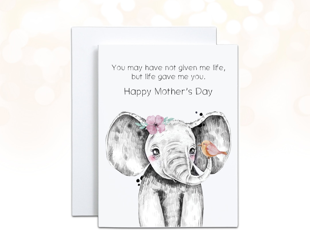 Second Mom Card, Bonus Mom Mothers Day Card, Elephant Gift to My Mom ...