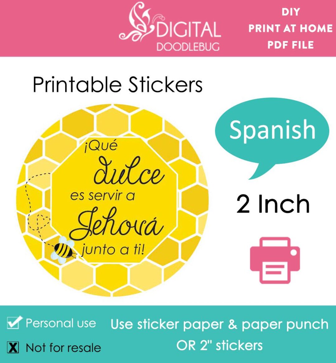 PRINTABLE Spanish Español 2 Inch Honey Bee Labels JW Pioneer School ...