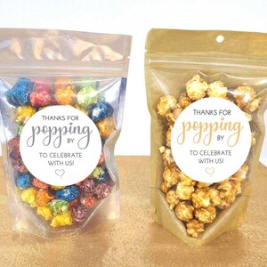 Wedding Favors Thanks for Popping by Popcorn Favors 3 Inch Stickers ...