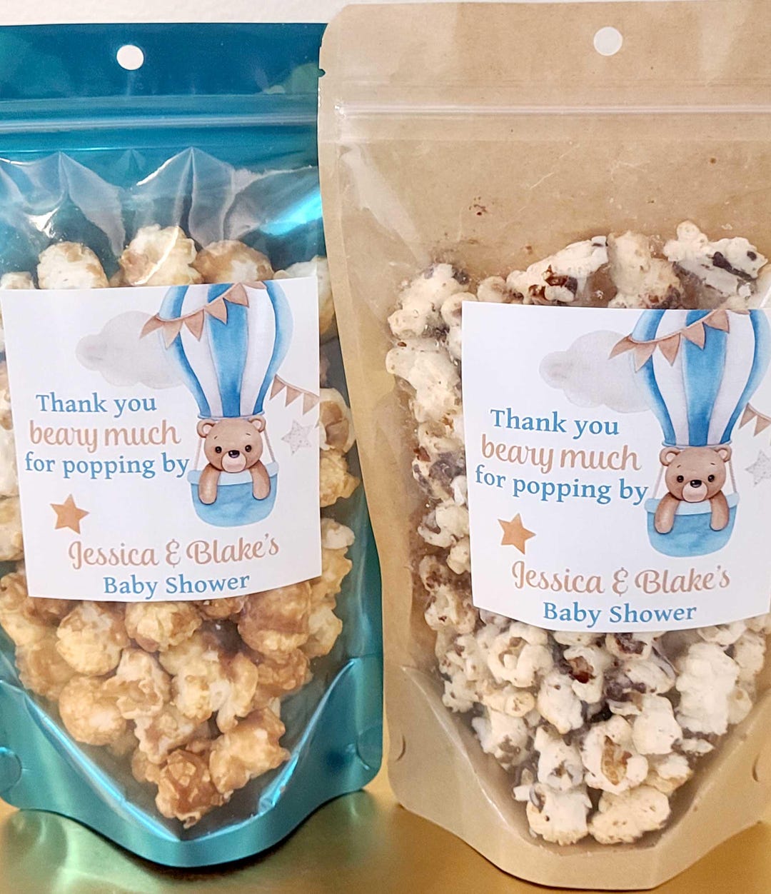 Personalized Popcorn Baby Shower Favors Teddy Bear 3" Stickers and ...