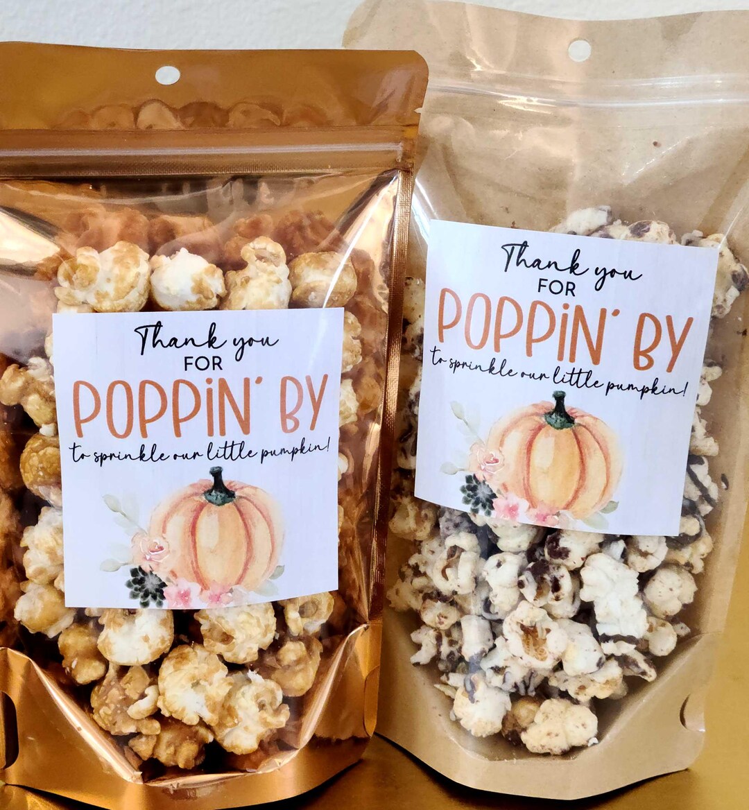 Pumpkin Baby Sprinkle Fall Thanks for Popping by Popcorn Baby Shower ...