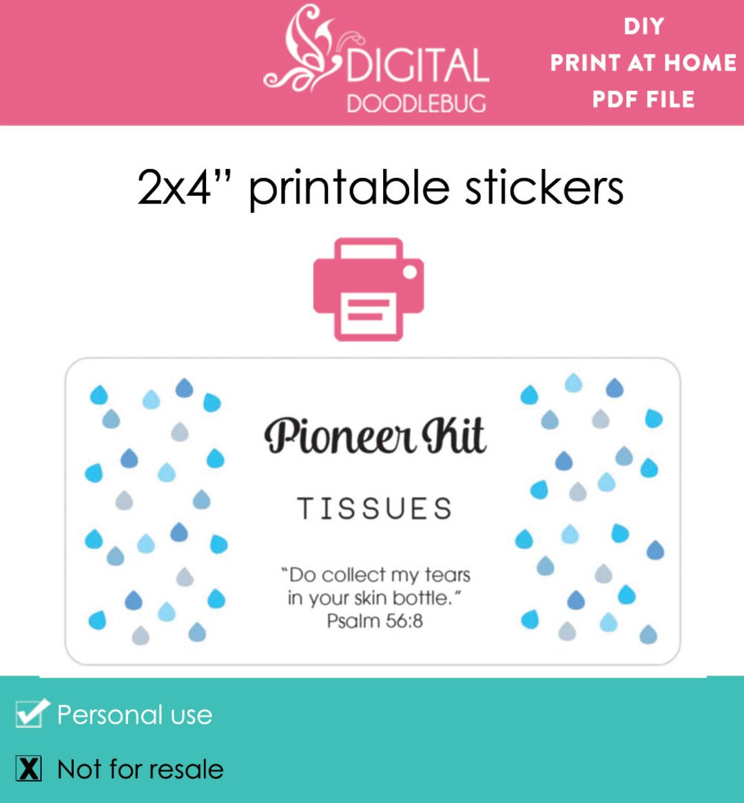 Printable 2x4 Stickers Tissue Wrappers Pioneer School Gift Labels ...