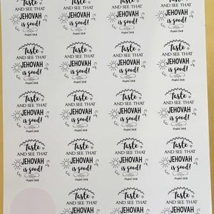 JW Pioneer School Gift Labels Taste and See That Jehovah is Good 1.9 ...
