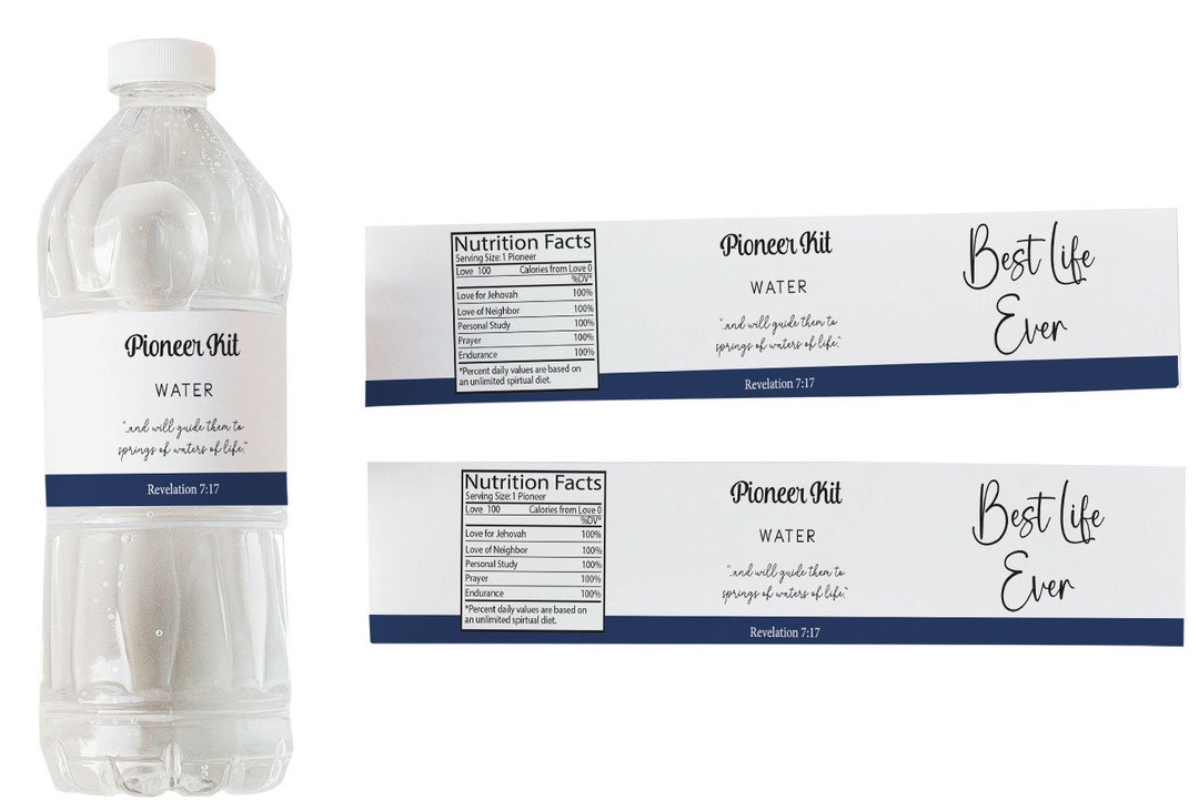 Printed Pioneer Kit Water Bottle Labels JW Pioneer School Appreciation ...