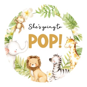 PRINTED Safari Baby Shower Favors 1.9 Inch Stickers Going to Pop ...