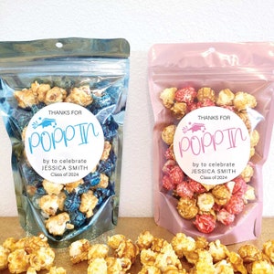 Personalized Graduation Popcorn Favors 3" Stickers and Treat Bags ...