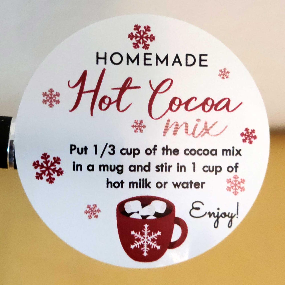 Hot Cocoa Mix Stickers Winter Wedding Favors Round Hot Chocolate ...
