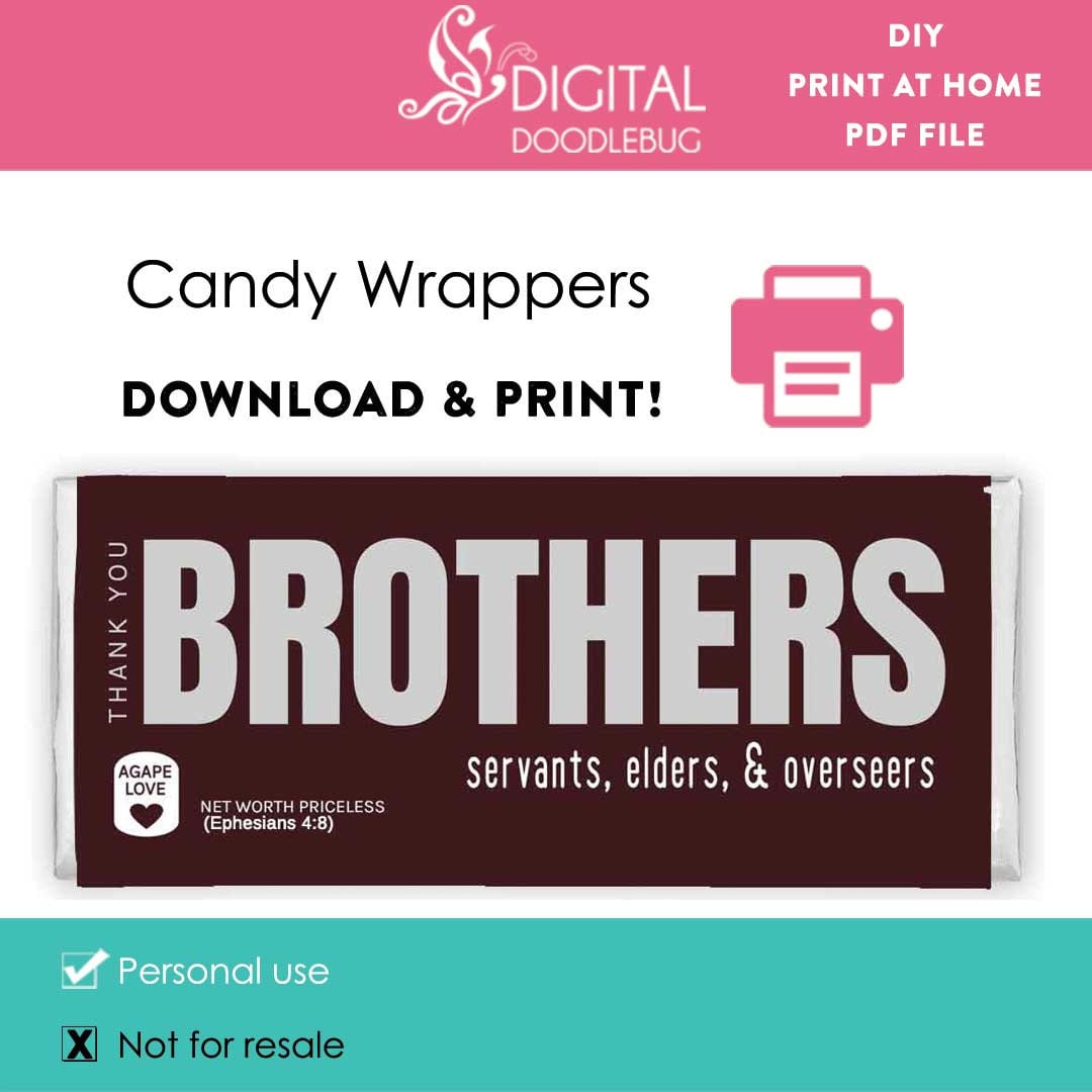 DIY Printable Candy Bar Wrappers Template Brothers Elder School ...