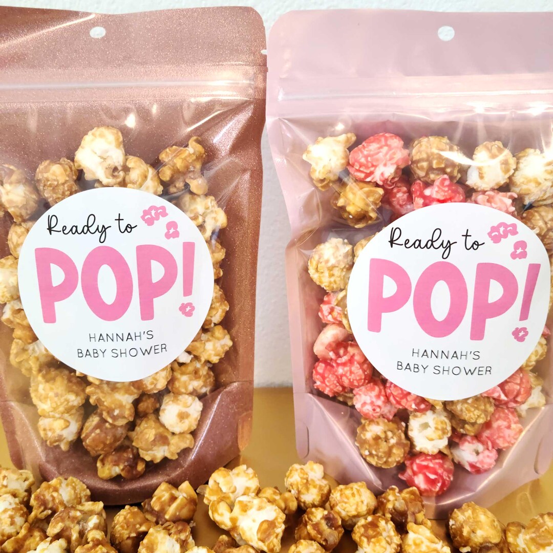 Ready to Pop Baby Shower Popcorn Favors Personalized 3" Stickers and ...
