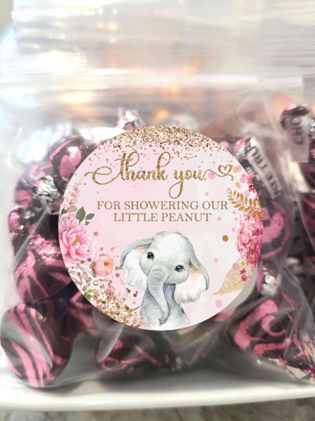 Baby Shower Favors Elephant Girl Stickers and Bags - Etsy