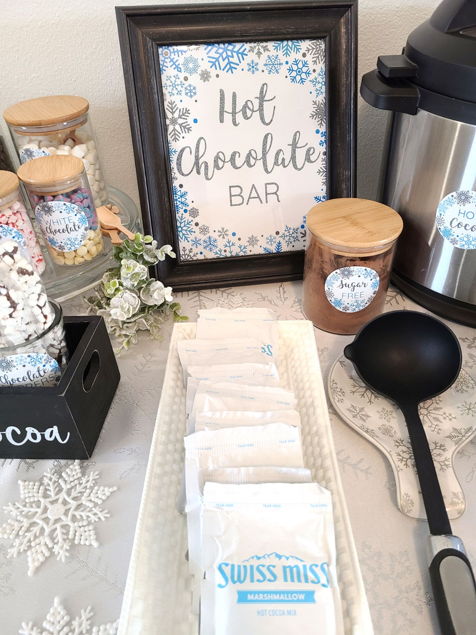 Hot Cocoa Bar Kit DIY 36 Labels 2.5 Inch and 8x10 Paper Sign Blue ...