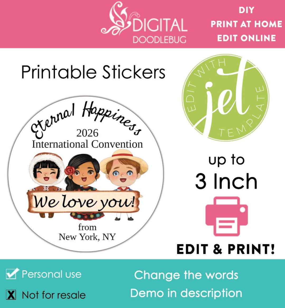Editable Sticker 2026 Convention Eternal Happiness JW Gift DIY ...