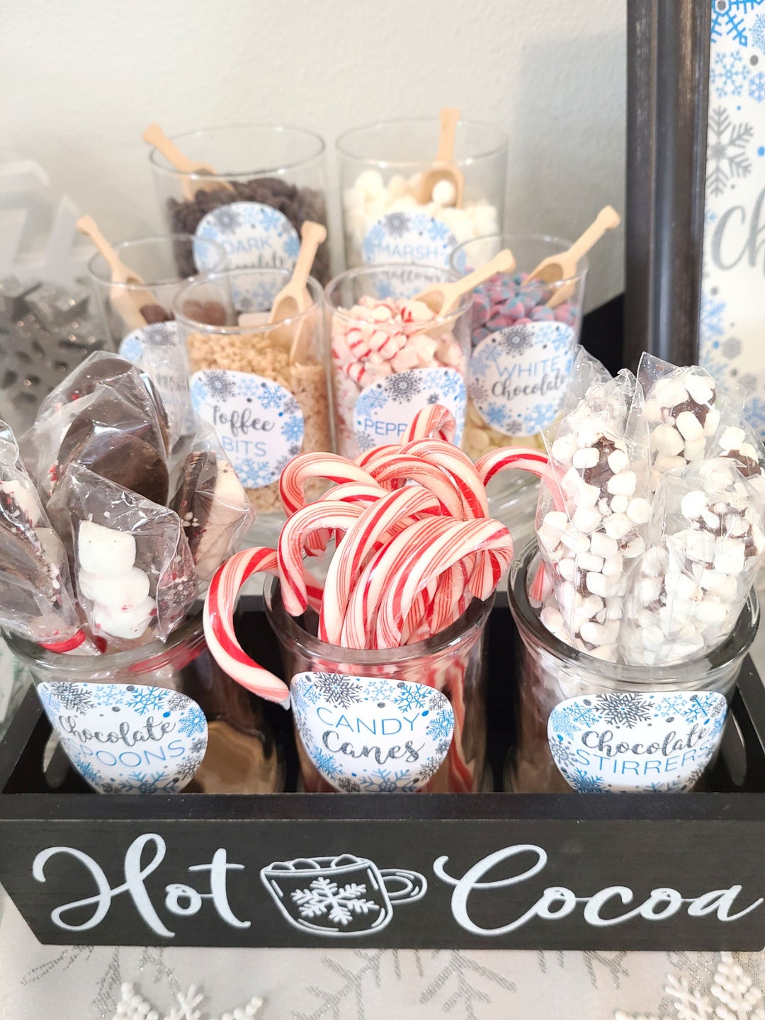 Hot Cocoa Bar Kit DIY 36 Labels 2.5 Inch and 8x10 Paper Sign Blue ...