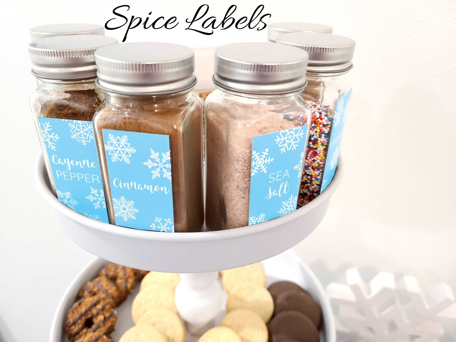 Hot Chocolate Bar Kit DIY 36 Labels 2.5 Inch and 8x10 Paper Sign - Blue ...