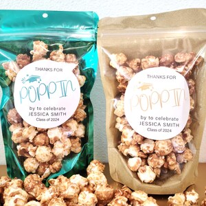 Personalized Graduation Popcorn Favors 3" Stickers and Bags, Thanks for ...