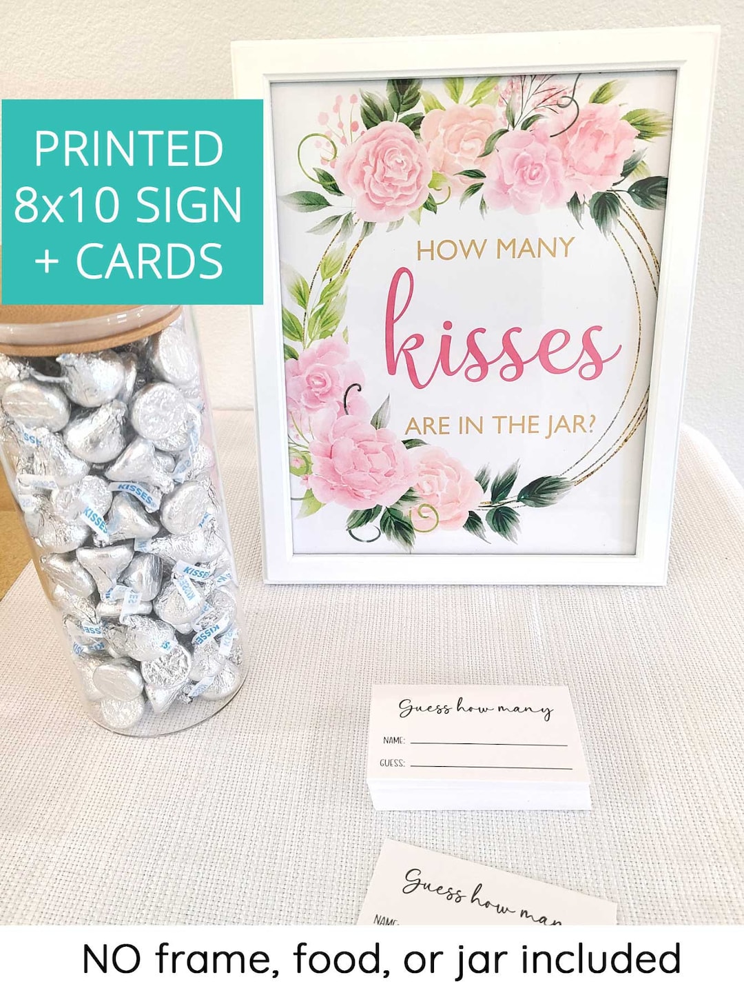 PRINTED Baby Shower Game Guess How Many Kisses in the Jar 8x10 Sign ...