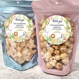 Personalized Safari Baby Shower Favors 3 Inch Stickers and Treat Bags ...
