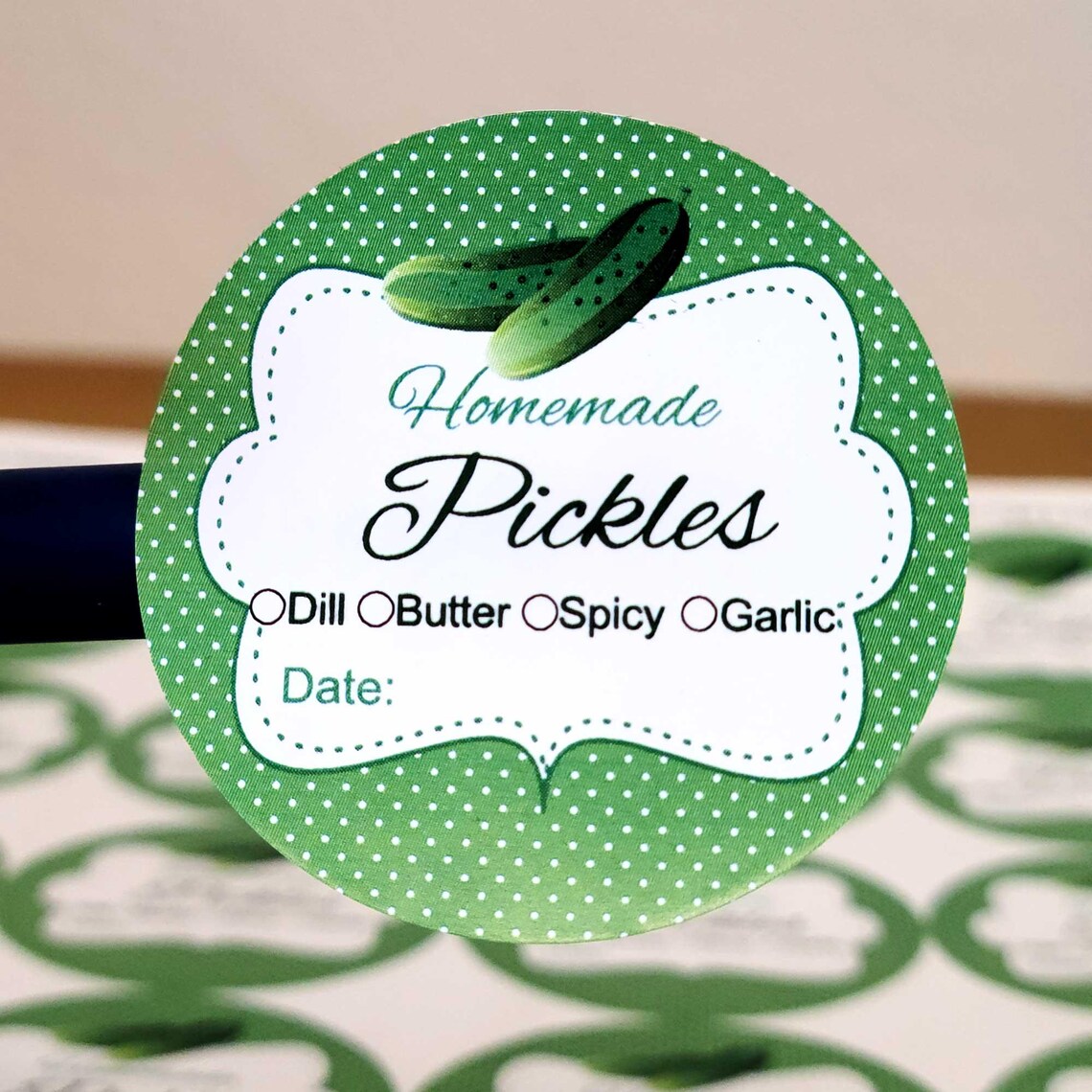 1.9 Inch PRINTED Canning Labels for Jars Pickles Round Stickers Green ...