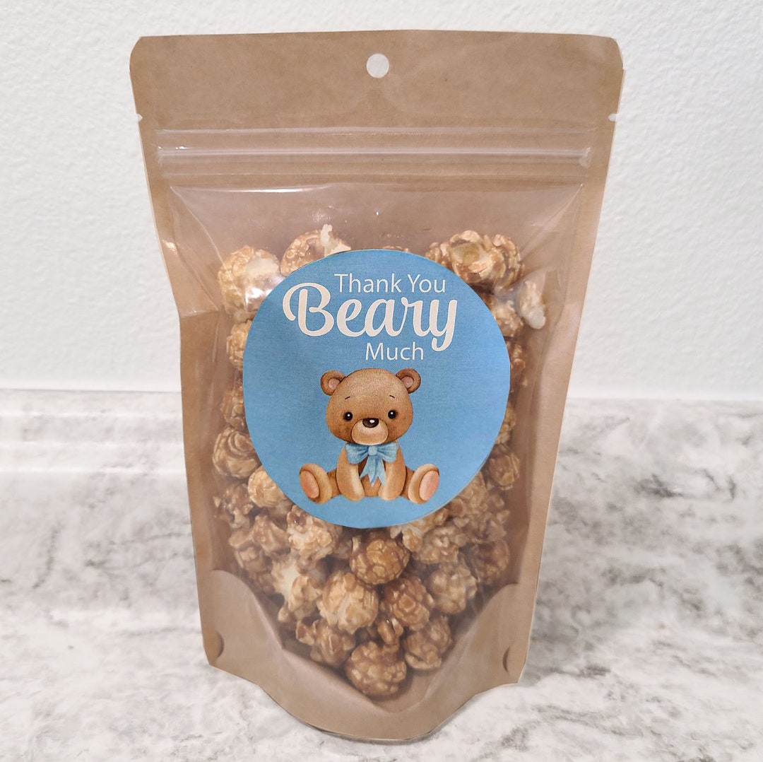 Teddy Bear Baby Shower Favors 3 Inch Stickers and Treat Bags, Favors ...