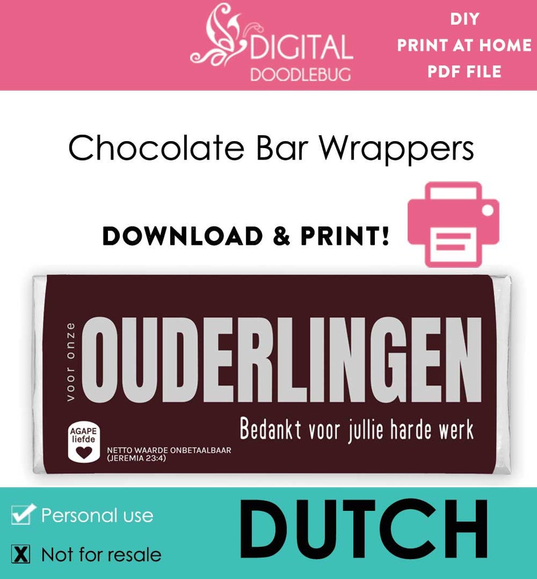 Dutch Printable Candy Bar Wrappers Template Elder School Appreciation ...