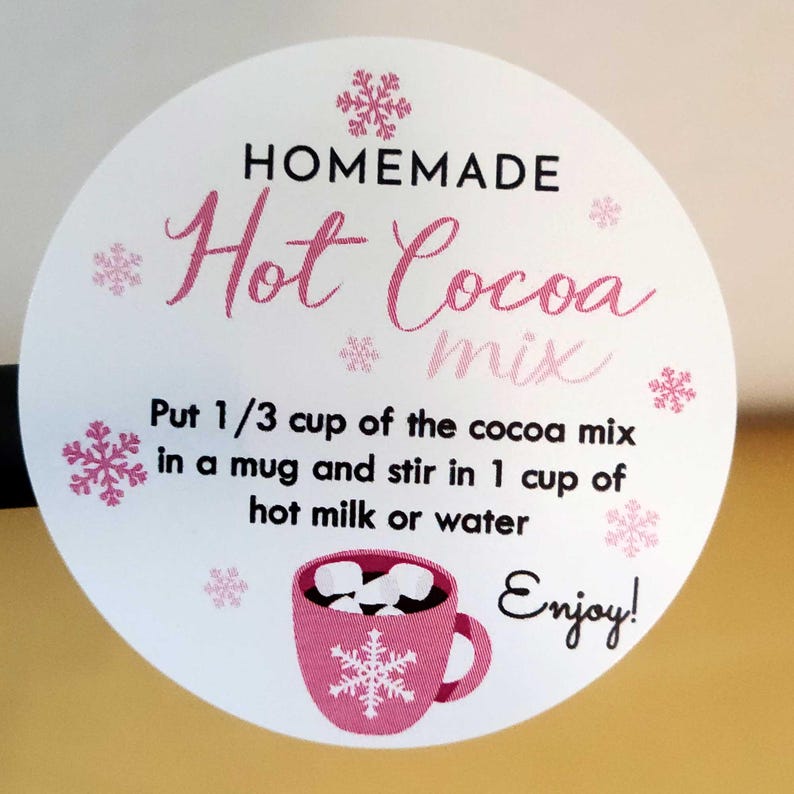 Homemade Hot Cocoa Mix Stickers Winter Wedding Favors Hot Chocolate ...