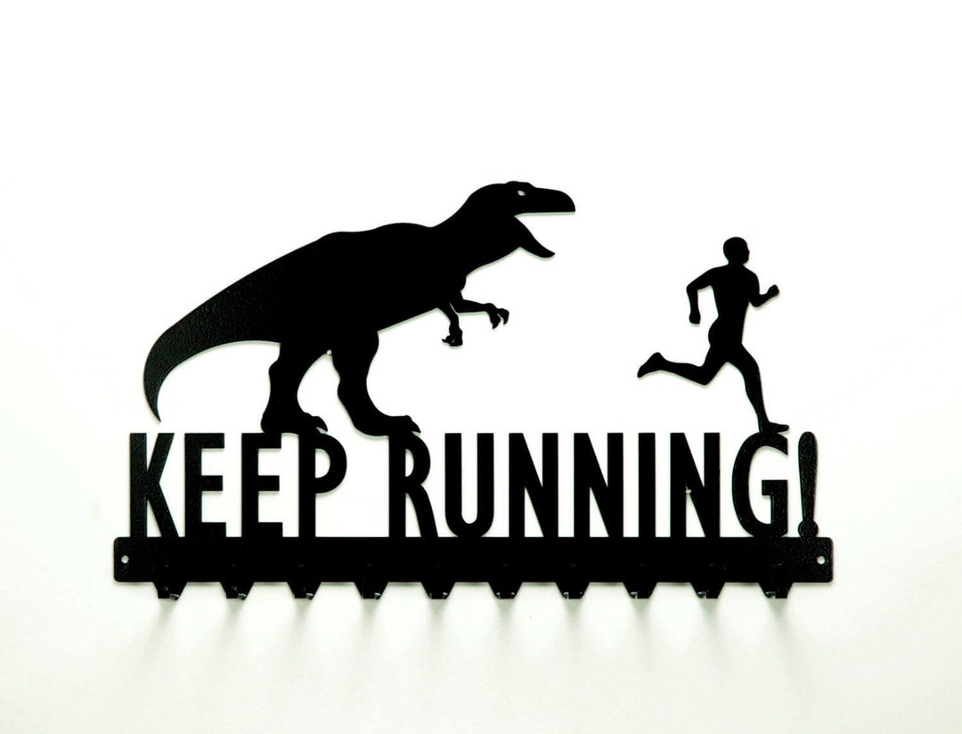 Keep Running T-rex & Man Medals Rack - Etsy