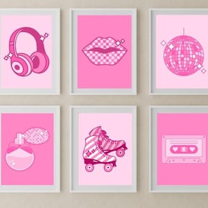 Retro Pink Digital Wall Art Set of 8 | Printable 80s-inspired Decor ...