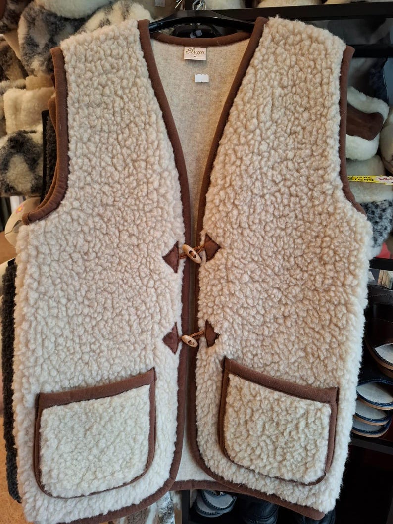 Handmade Merino Wool Vest Rustic Button-up Unisex Sweater Unisex Winter ...