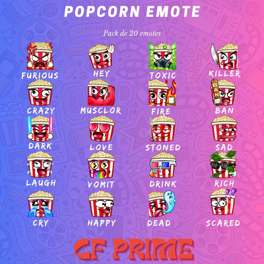 Popcorn Emote Discord/twitch - Etsy