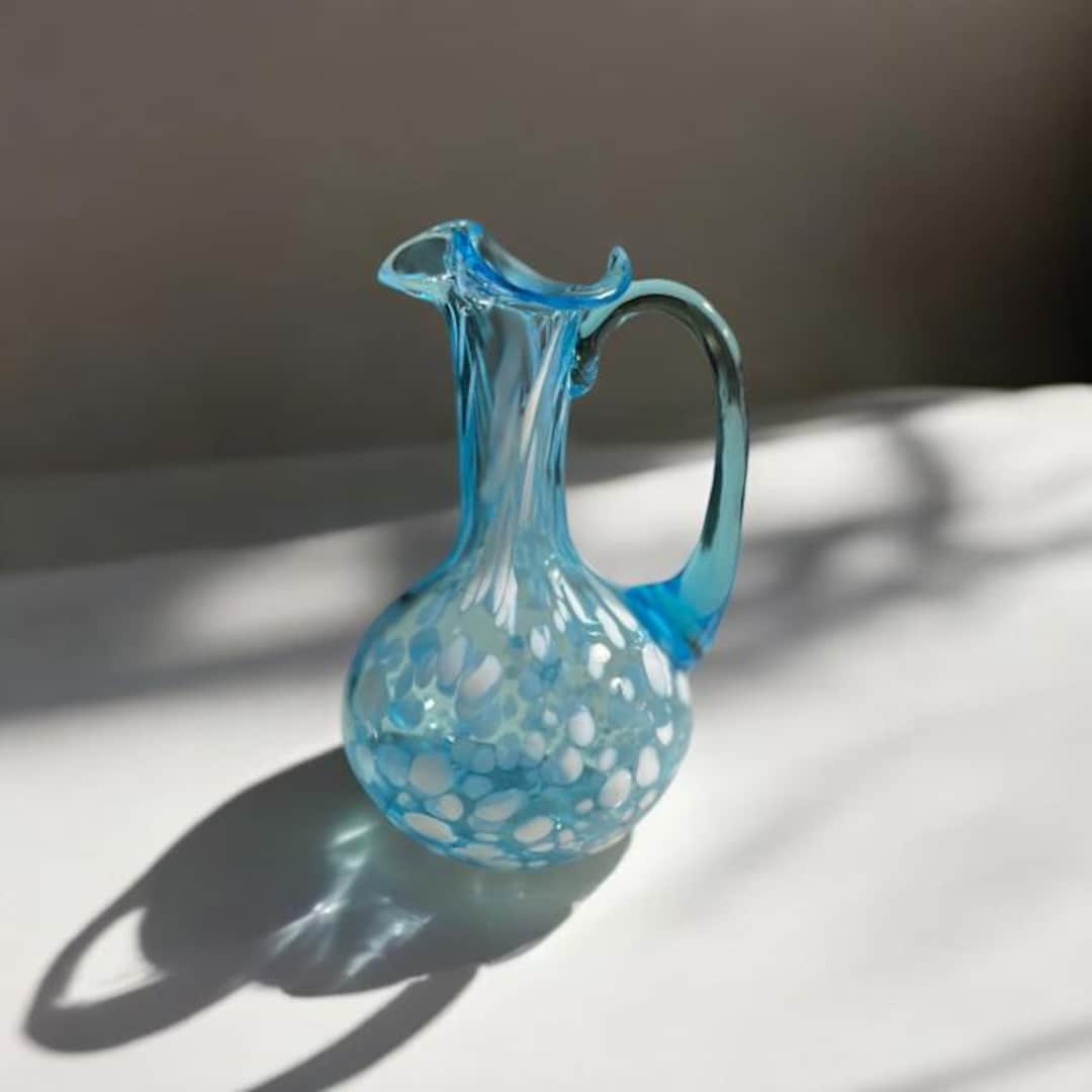 Vintage Pilgrim Blue Spatter Glass Mini Pitcher 1950s - Etsy