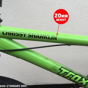 Bike Decal Bike Frame Name Decal MTB Sticker Vinyl Decal Personalised ...