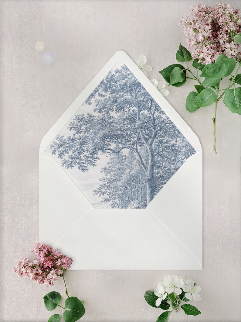 Vintage Oak Tree Neutral Blue Botanical Illustration Envelope - Etsy