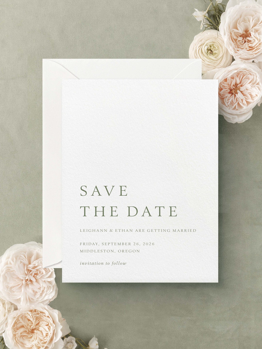 NOELLE Clean Minimalist Elegant Typography Save the Date Card ...