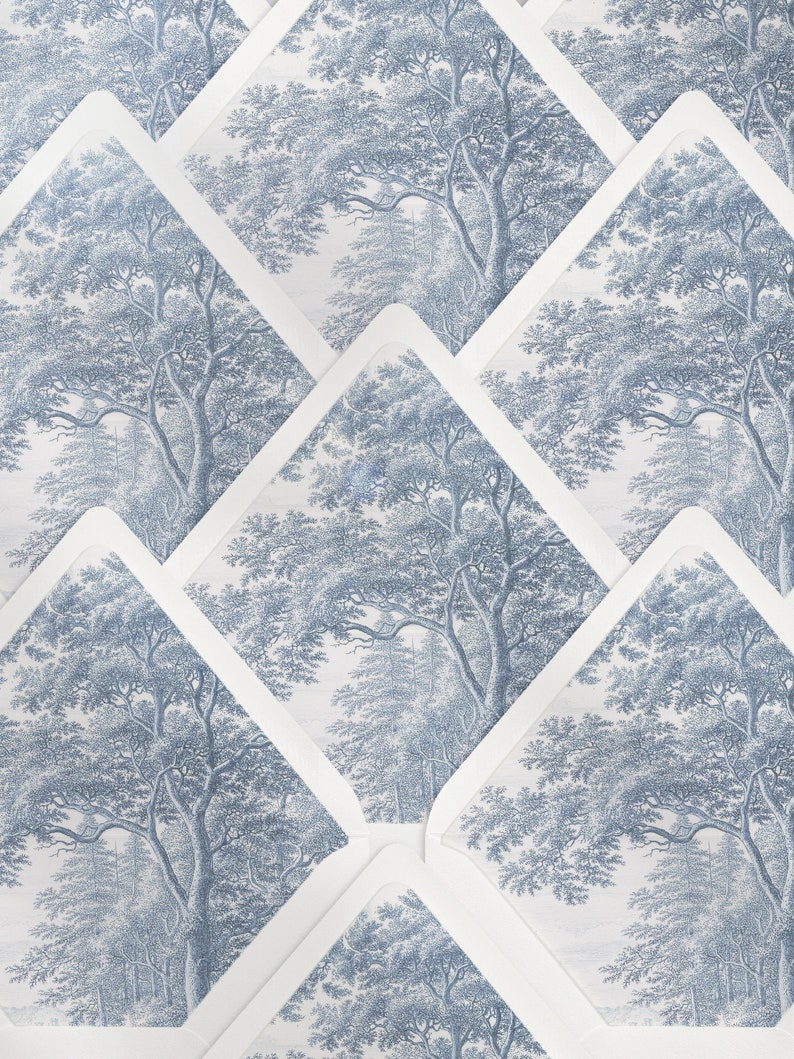 Vintage Oak Tree Neutral Blue Botanical Illustration Envelope - Etsy