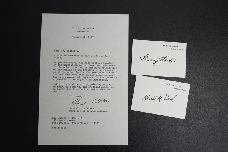 1977 President Ford White House Letter and Signature Cards - Etsy