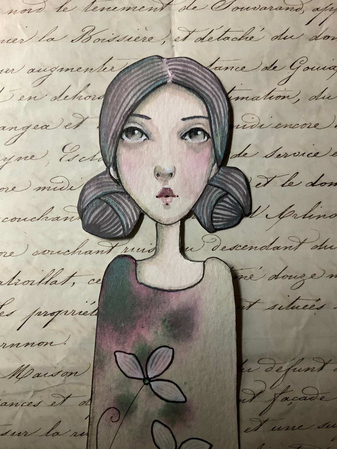 Original Watercolor Paper Doll Delicate Gifts for Her - Etsy