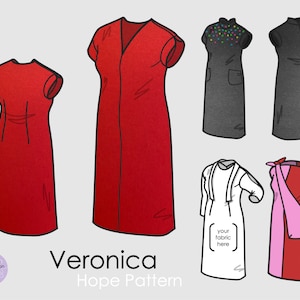 Veronica Hope Dress, Midi, Mini, & T Knit Shift Customizable PDF Sewing ...
