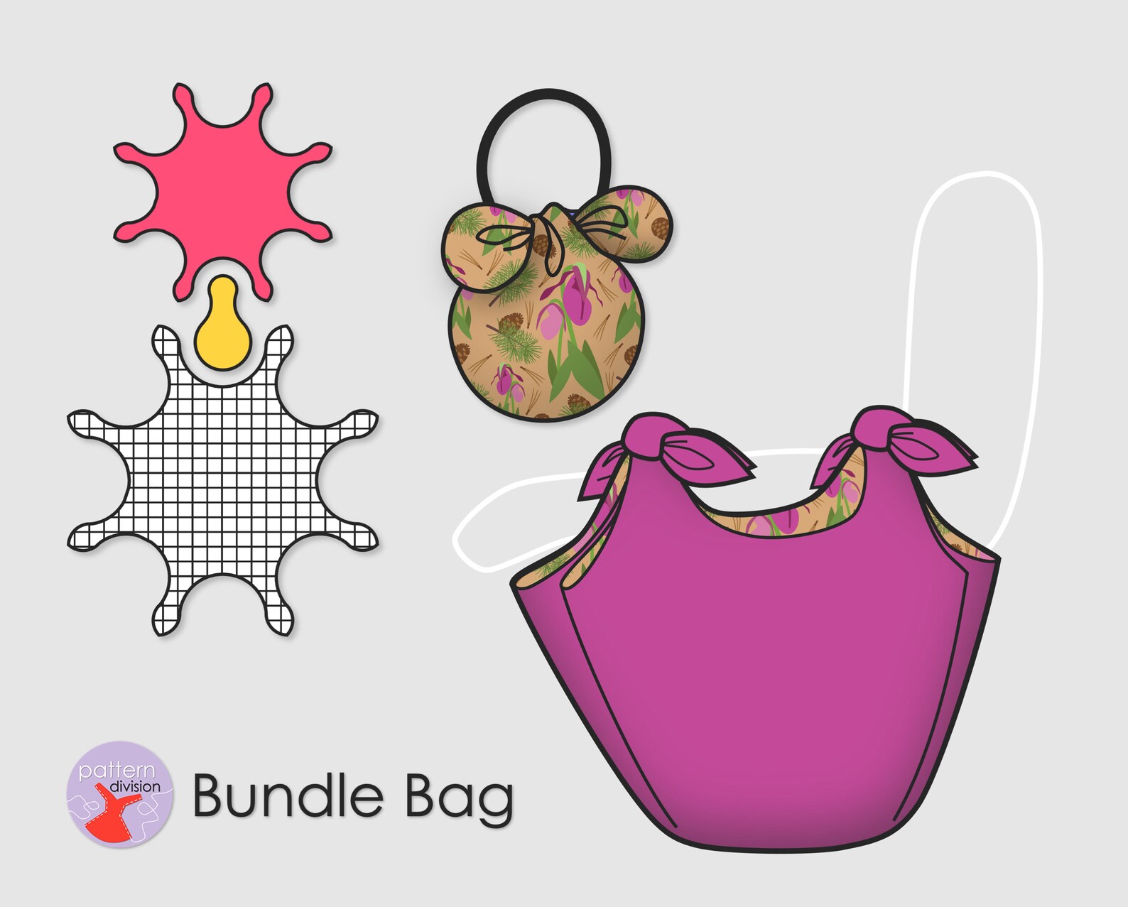 Bundle Bag PFD Sewing Pattern (reversible or No-sew Knot Handbag and ...
