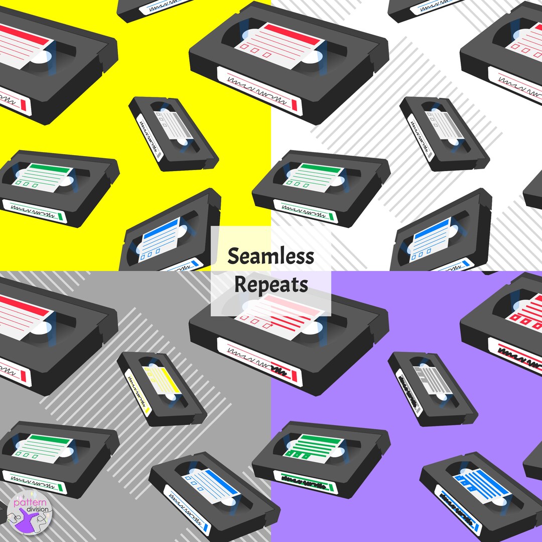 Retro VCR VHS Patterns PNG Seamless Repeats Instant Download - Etsy